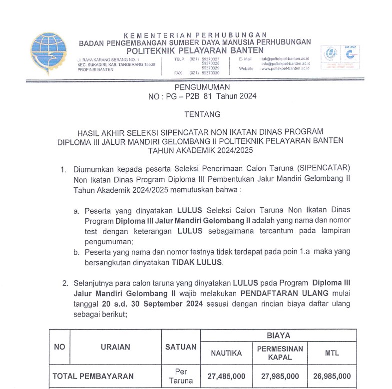 Home - Politeknik Pelayaran Banten